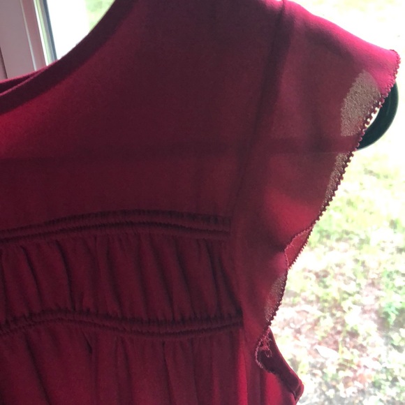 LOFT | Tops | Sleeveless Red Shirt With Ruffle Sleeve | Poshmark